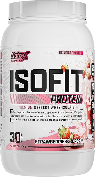 Nutrex ISOFIT dessert Protein (Strawberries & Cream, 30 Servings) 2.3L
